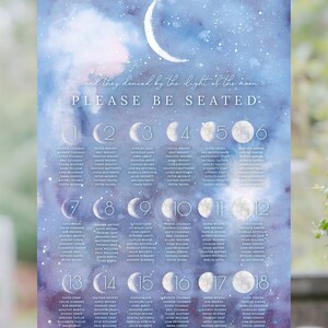 Moon Phases Seating Chart, Editable Template, Printable, Table Seating ...