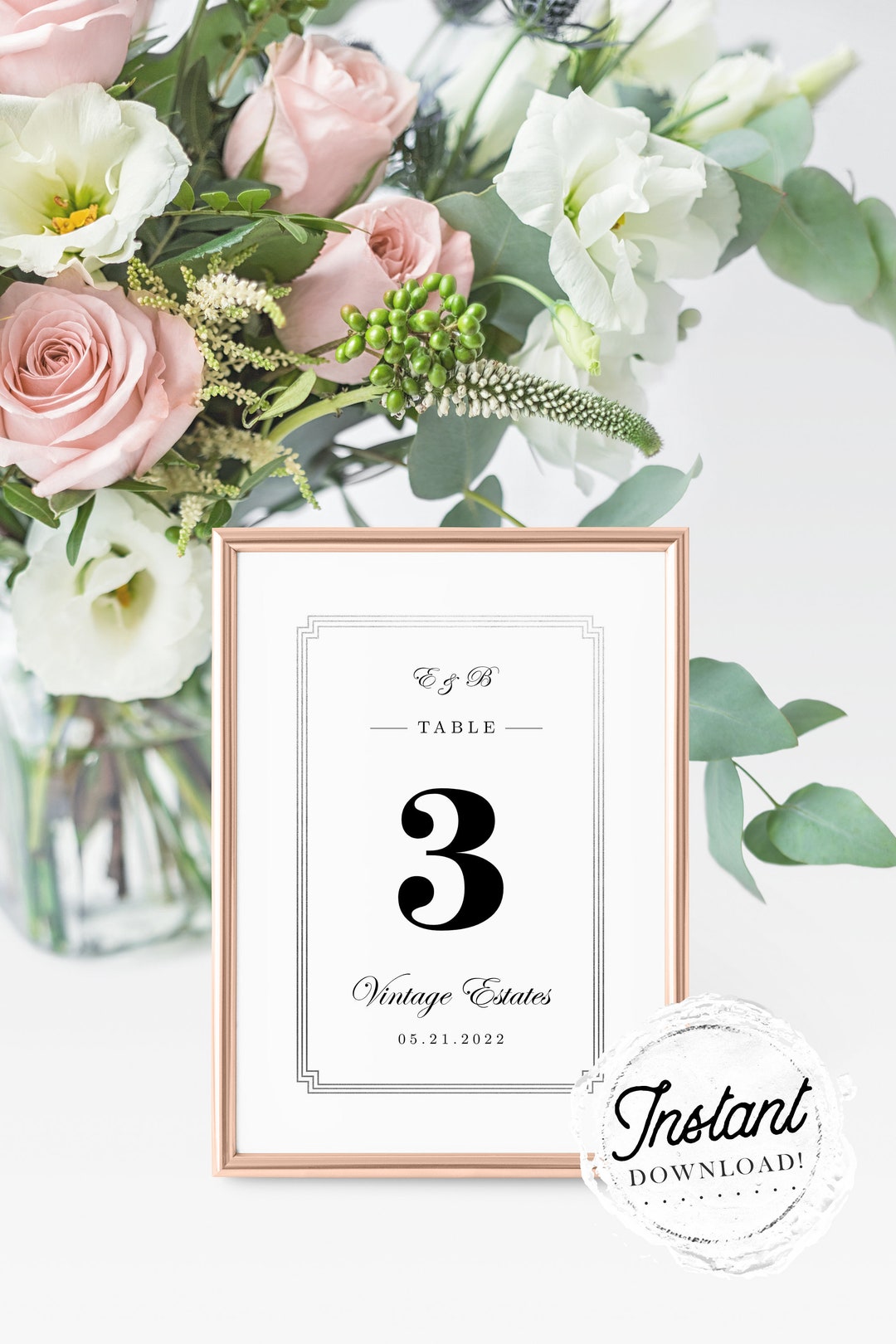 Editable Table Numbers Template, Vintage, Minimalist, Printable ...