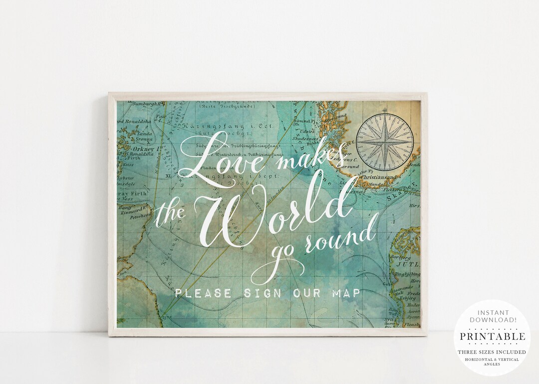 Printable "please Sign Our Map" Wedding Guestbook Sign, "love Makes the ...