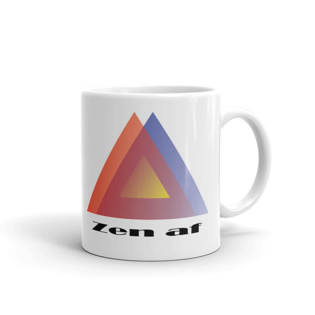 PYRAMID DESIGN CUP White Glossy Illustrated Metaphysical Motivational ...