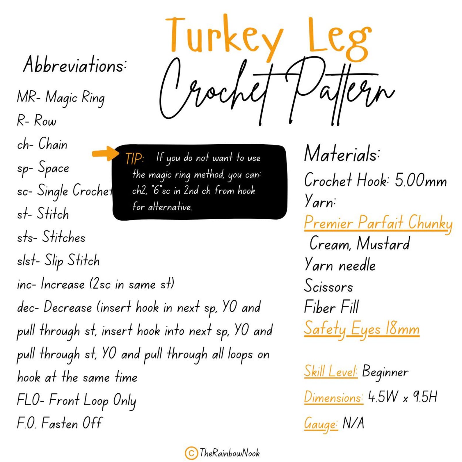Turkey Leg Crochet Pattern: Thanksgiving Plushie Bone (PDF Pattern) - Etsy