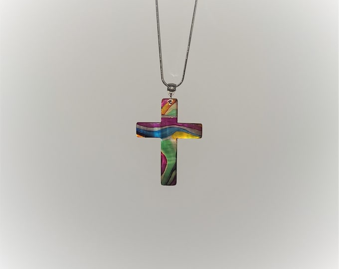 Fused Glass Mosaic Rainbow Cross / Glass Cross / Mosaic Glass Cross ...