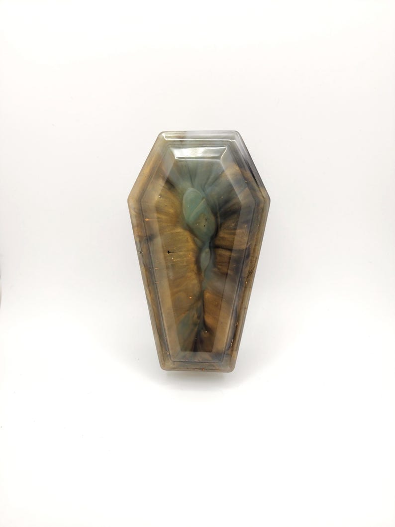 Green and Gold Marble Resin Coffin Box – Gothic Trinket Holder, Witchy ...