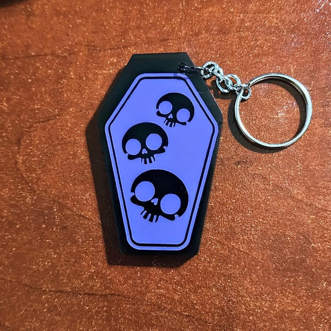 Black Resin Coffin Keychain With Purple Skulls – Witchy & Occult ...