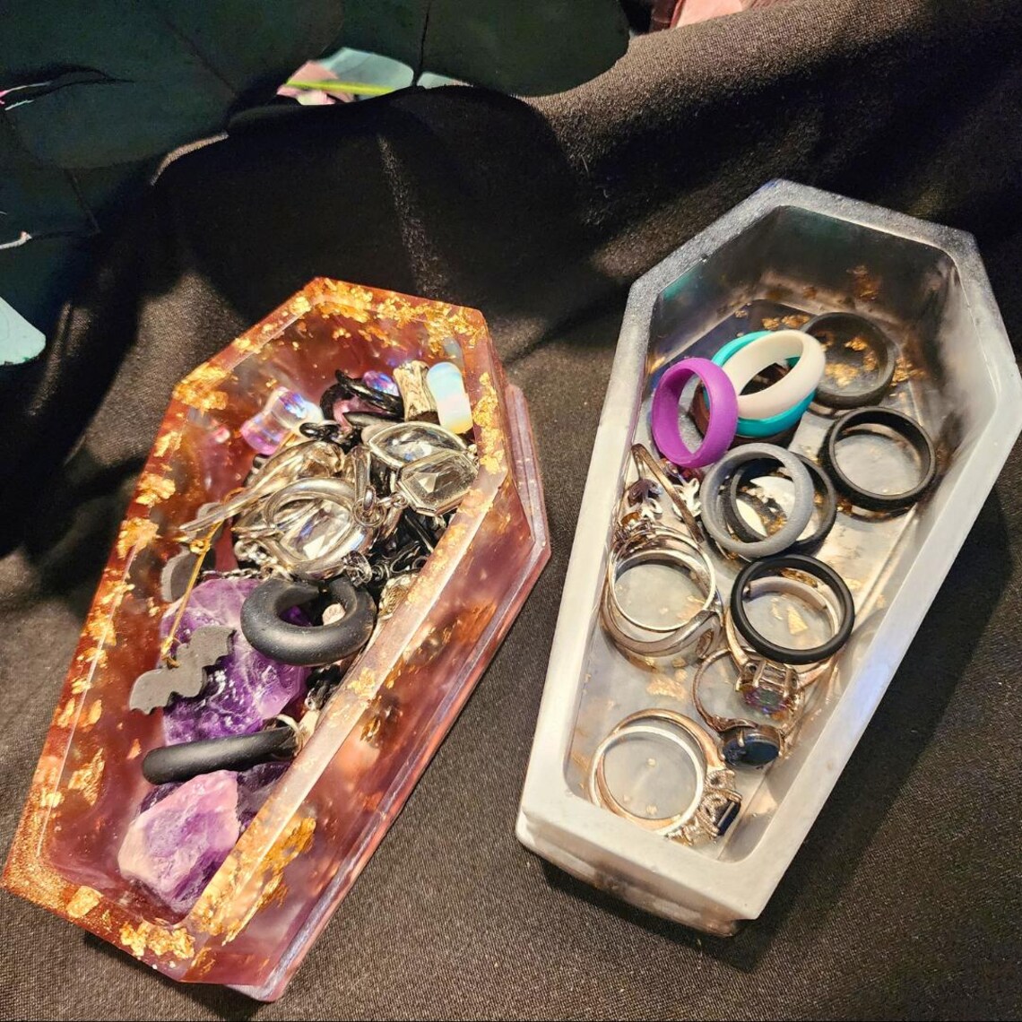 Custom Resin Coffin Jewelry Box - Personalized Color Trinket Holder for ...