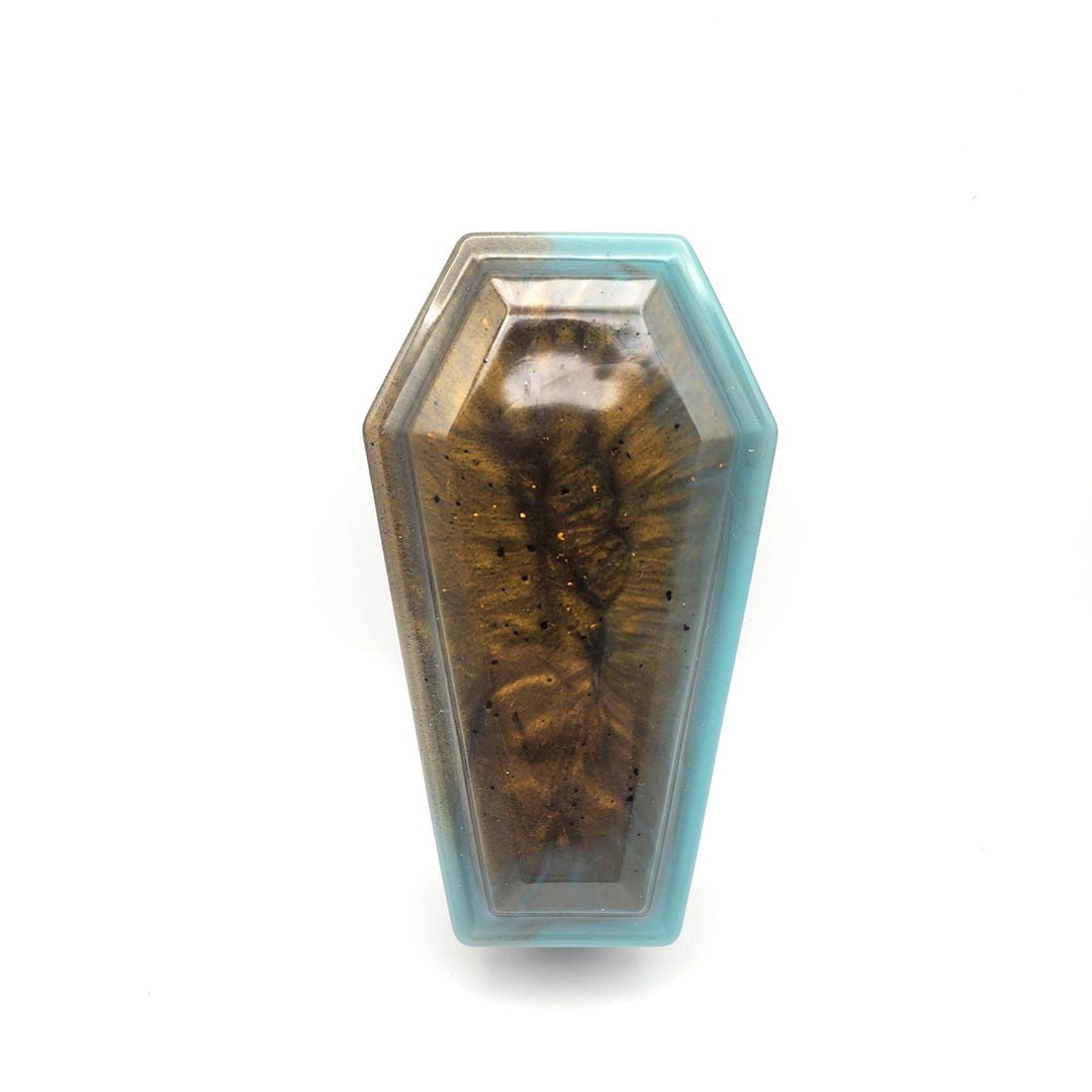 Handmade Teal and Gold Marble Resin Coffin Box With Lid – Gothic ...