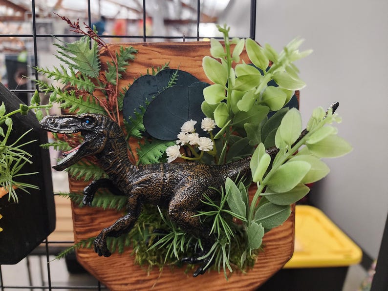 Raptor Wall Decor – Faux Dino Taxidermy With Jungle Florals - Dino Wall ...