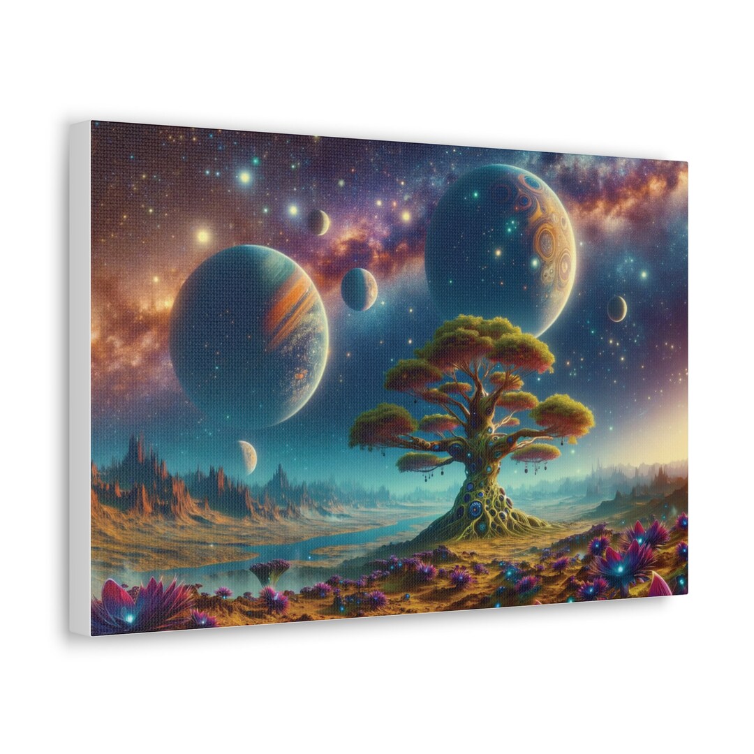 Galactic Eden: Tree of Life on Alien Planet Canvas Print - Etsy