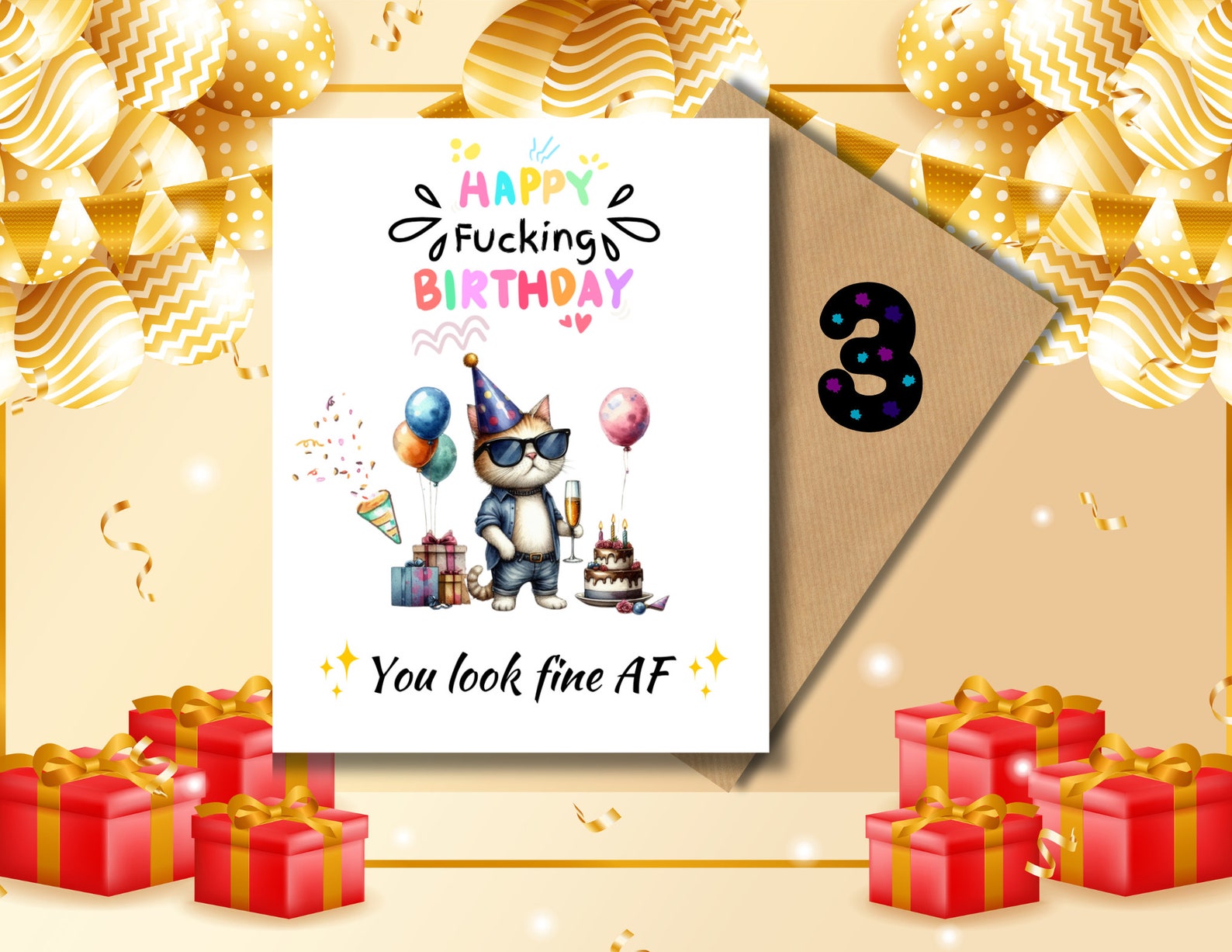 Funny Swearing Word Birthday Cards Humorous Swearing Greetings A2 Cards ...