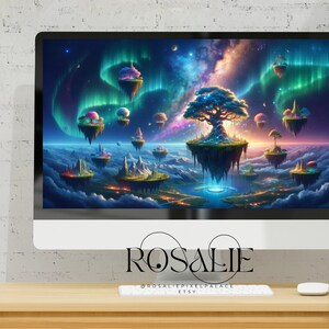 Digital Magical Celestial Tree of Life Wallpaper Enchanting Fantasy ...