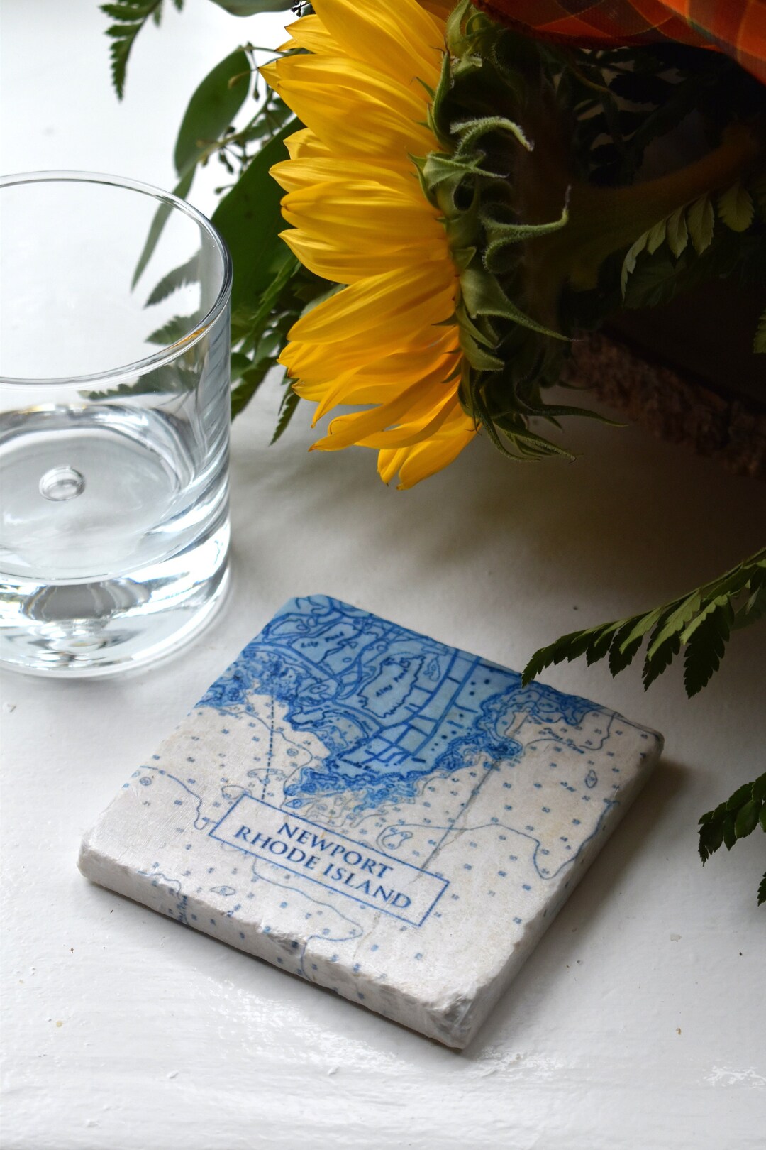Nautical Map Stone Coaster | Cape Cod MA | Newport RI | Stone Set of 2 ...