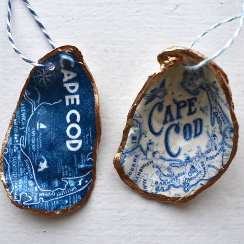 Cape Cod Map Oyster Shell Ornament - Etsy