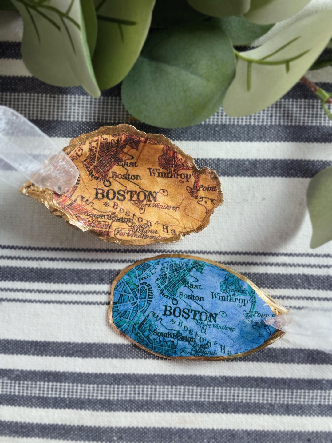 Boston, Massachusetts | City Street Map | Oyster Shell Ornament | Gift ...