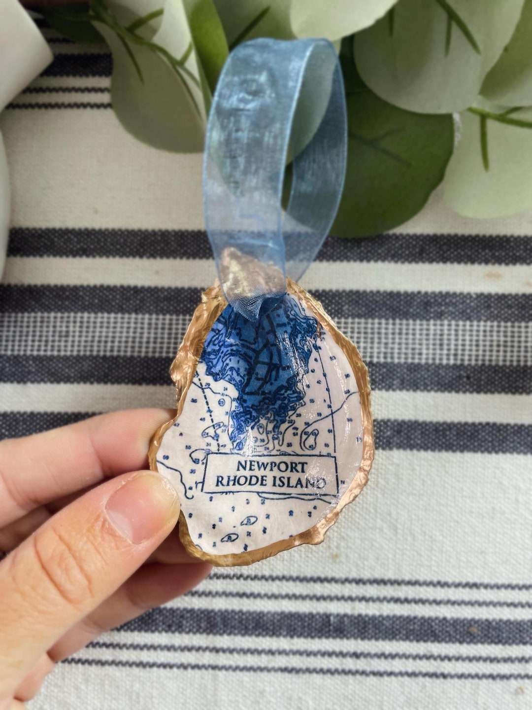 Newport, Rhode Island. Coastal Map Oyster Ornament. Gifts for the ...