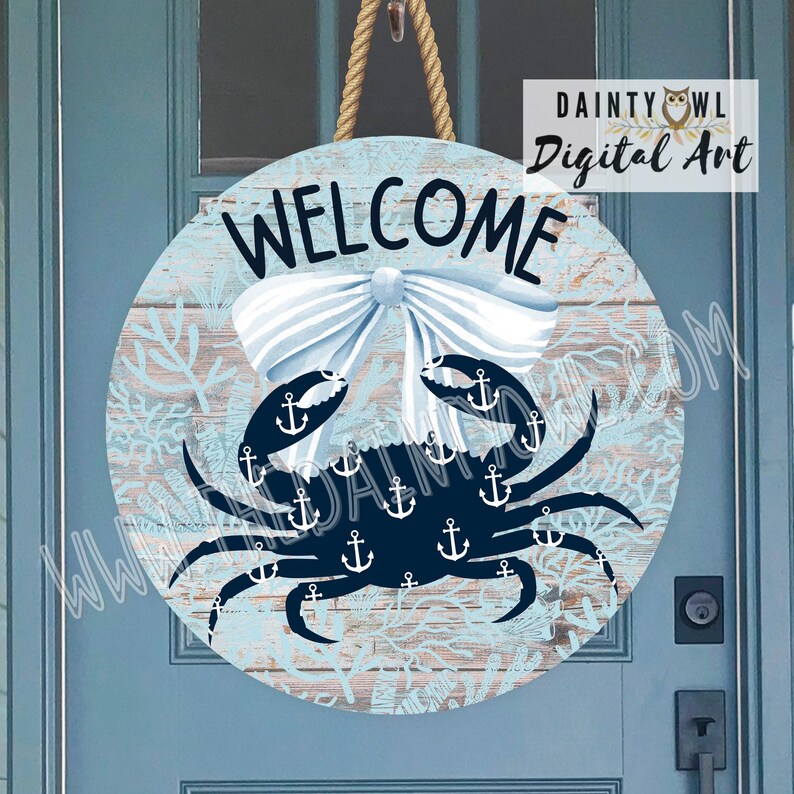 Blue Crab Welcome Sign PNG: Nautical Door Hanger (digital Download) - Etsy