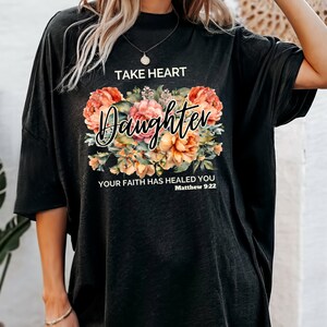 Take Heart Daughter, Peach Flowers Scripture Art Sublimation PNG Bible ...