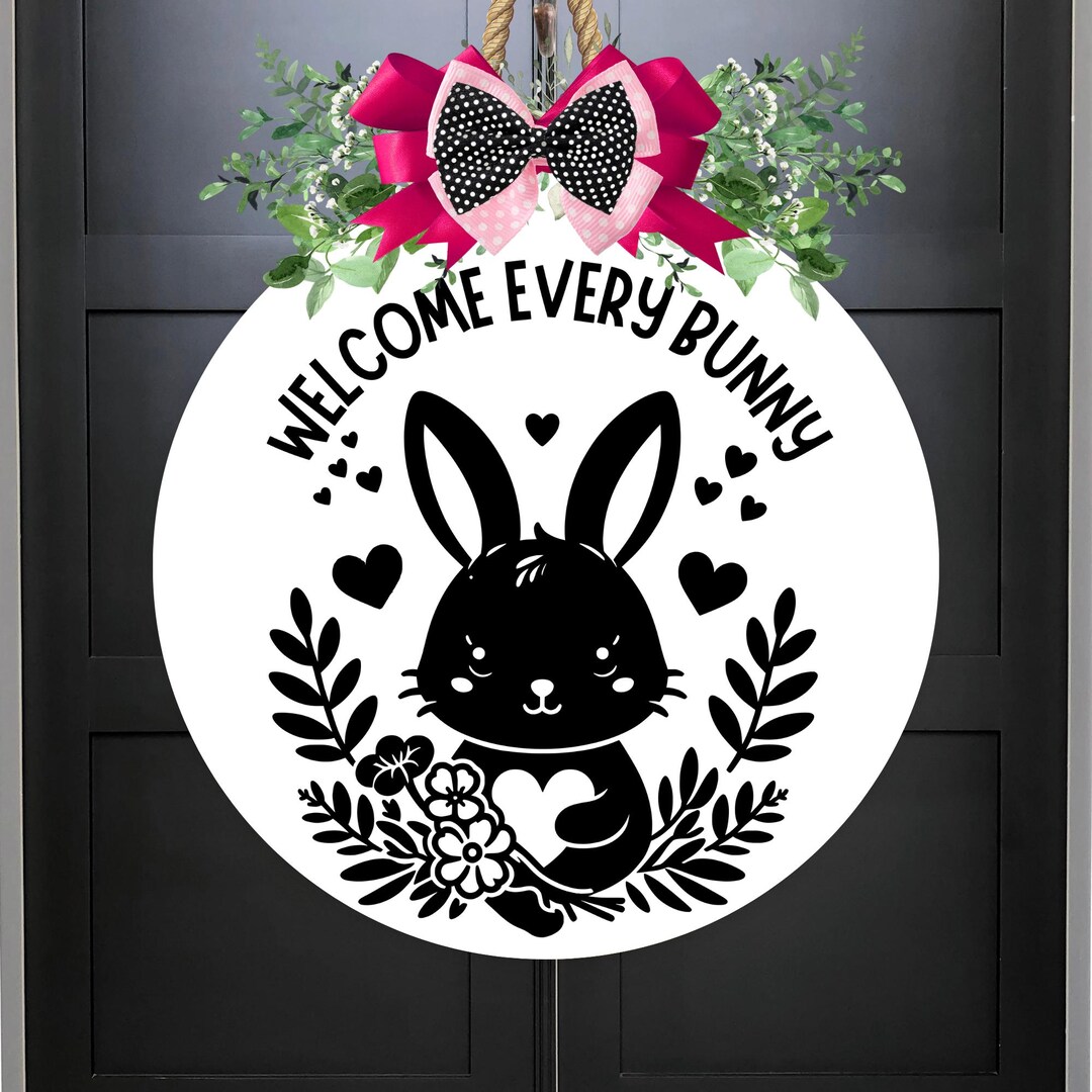 Bunny Welcome Sign SVG PNG: Spring Door Hanger File - Etsy