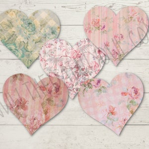 Floral Heart Printable Ephemera Collage Sheet Shabby Chic Style ...