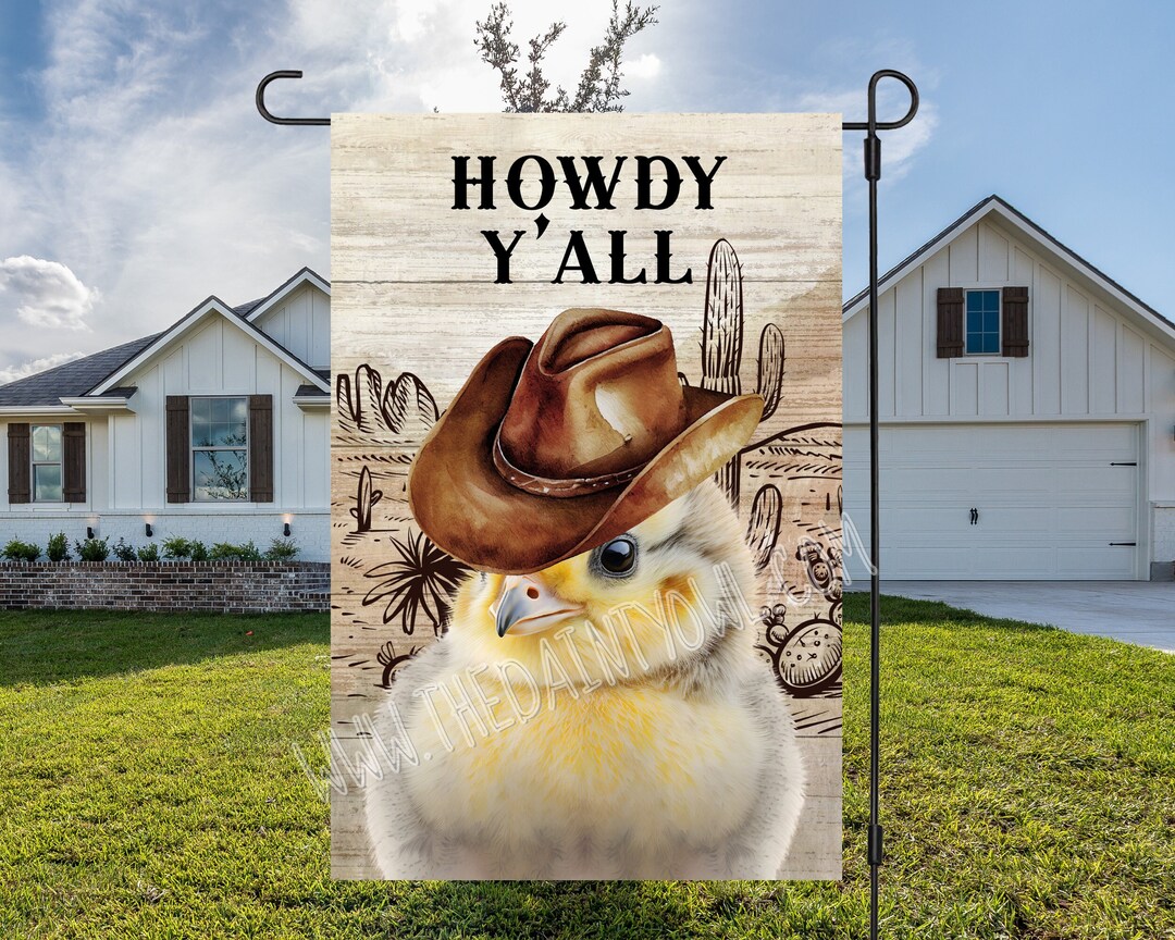 Howdy Y'all Cowboy Chick Digital Flag Design 12x18 Garden Flag ...