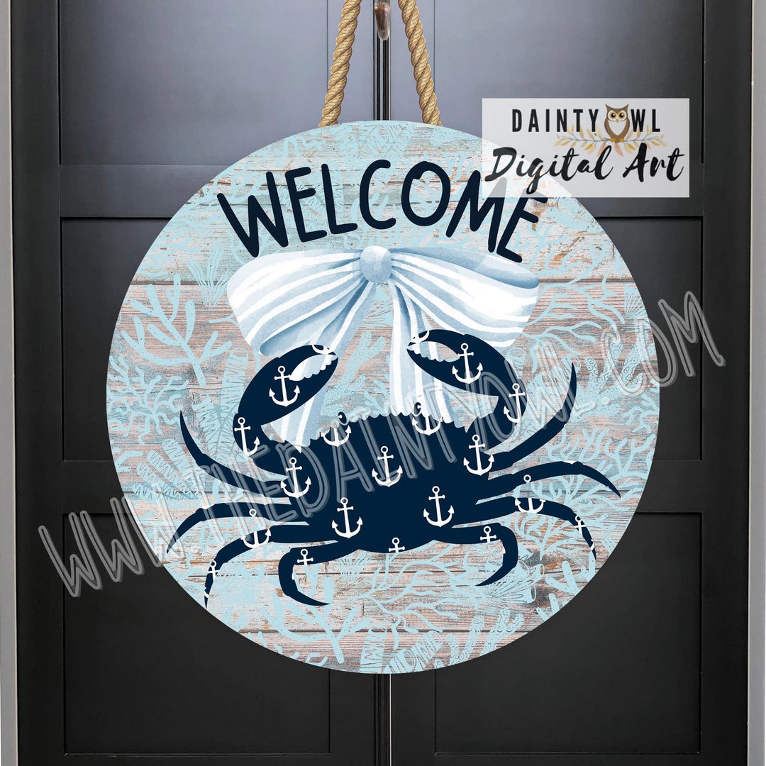 Blue Crab Welcome Sign PNG: Nautical Door Hanger (digital Download) - Etsy