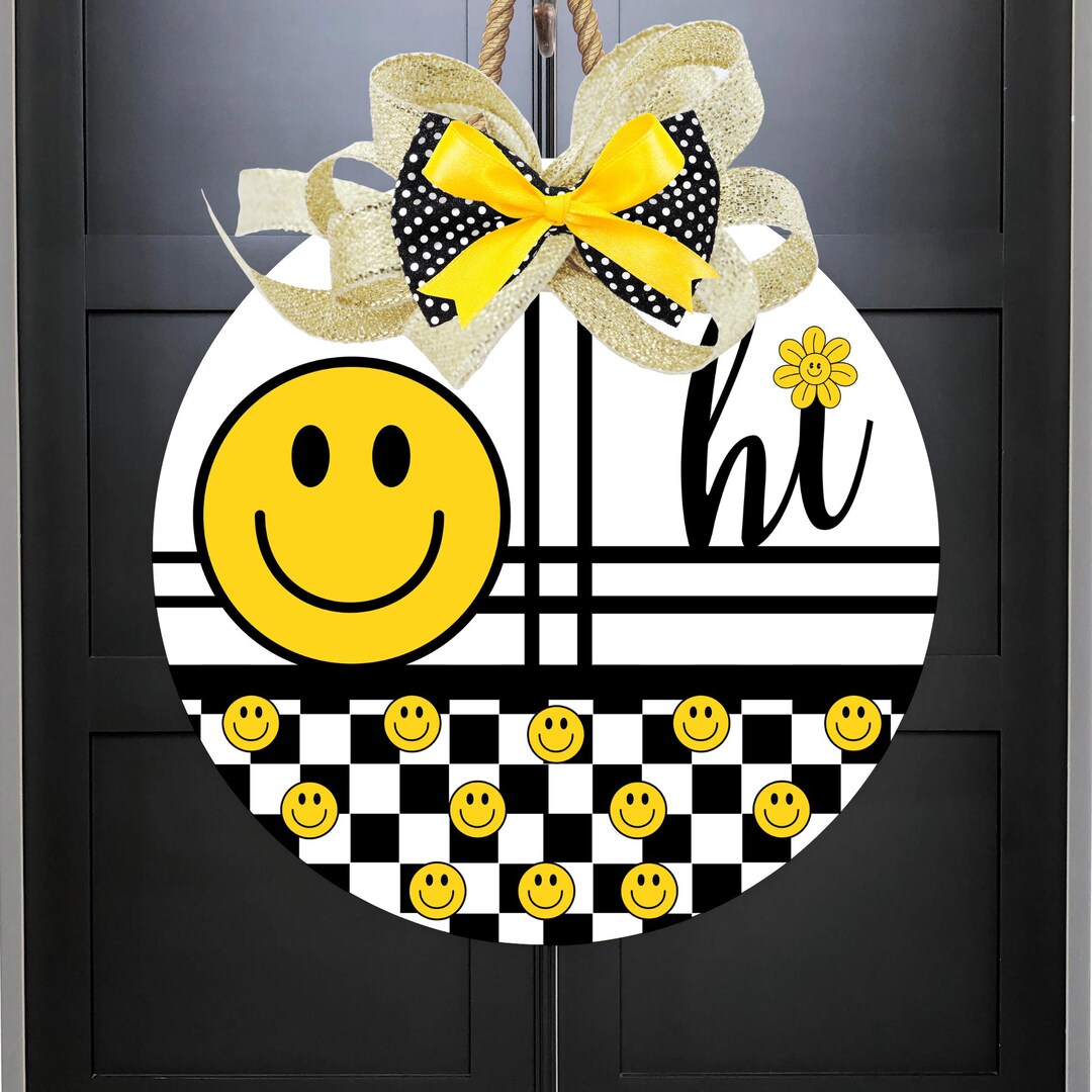 SVG/PNG- Hi Smiley Face Door Round Sublimation, Retro Hi Round Door ...