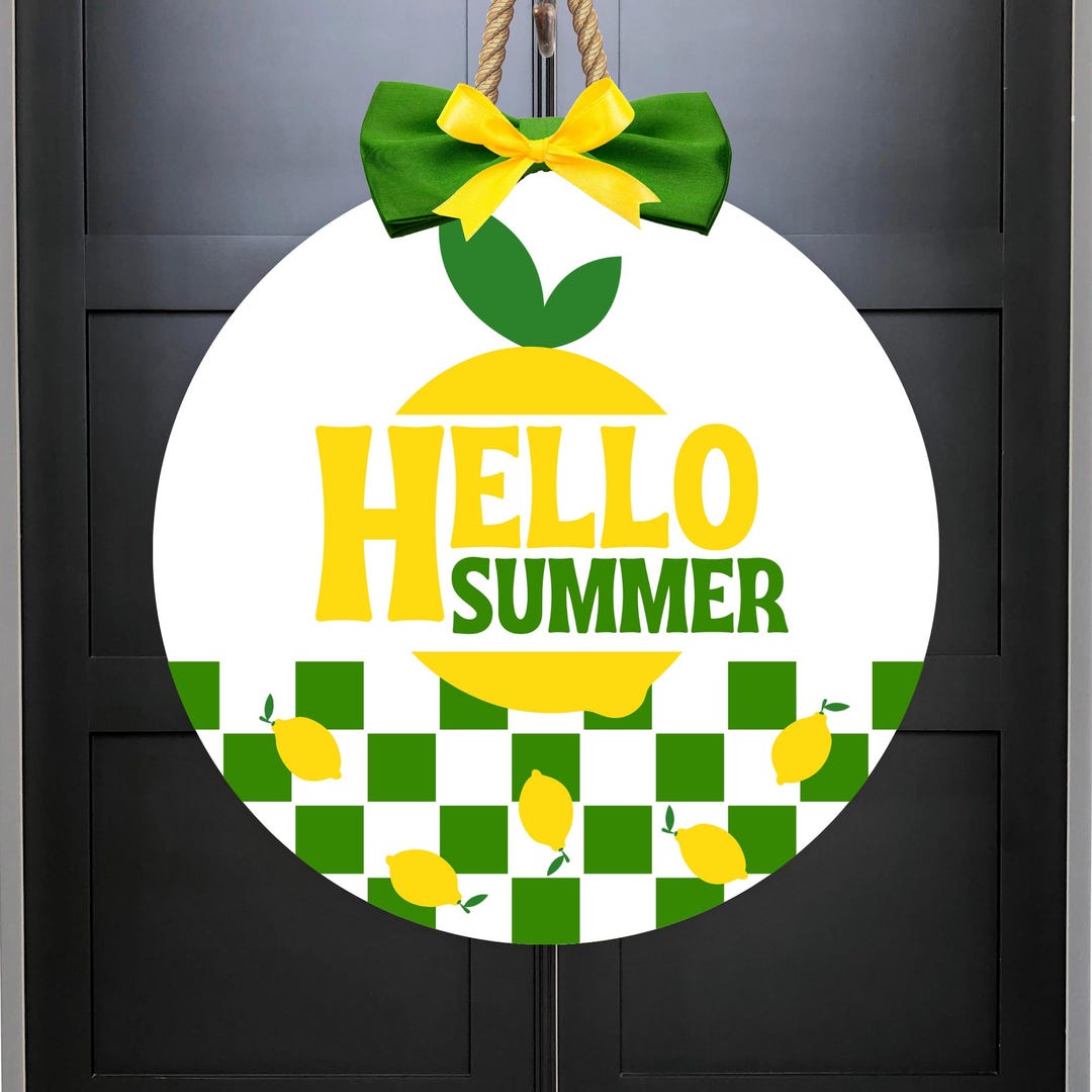 SVG/PNG- Hello Summer Lemon Door Round, Summer Hello Sign, Round Door ...