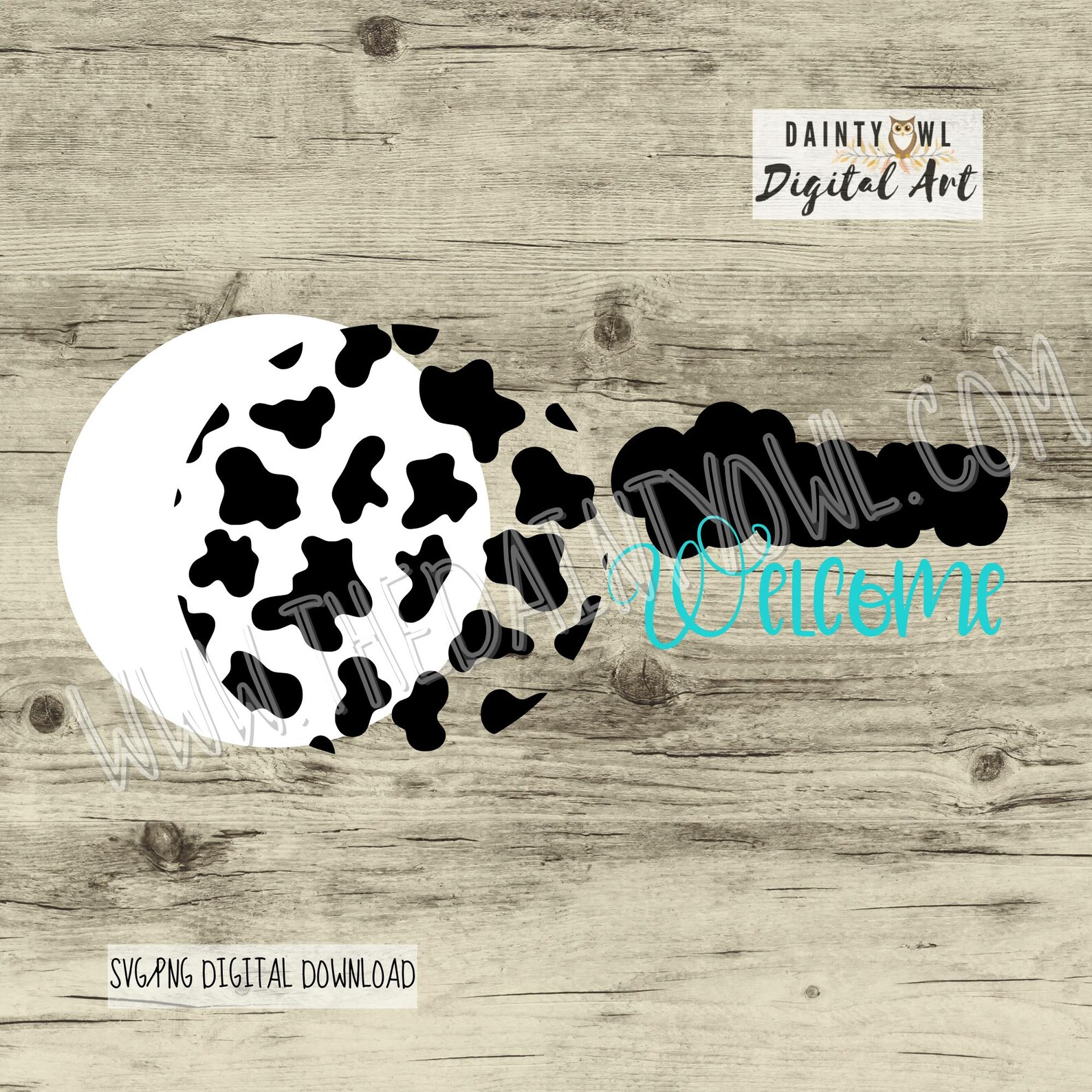 SVG/PNG Cow Print Welcome Sign: Round Door Hanger Sublimation (digital ...