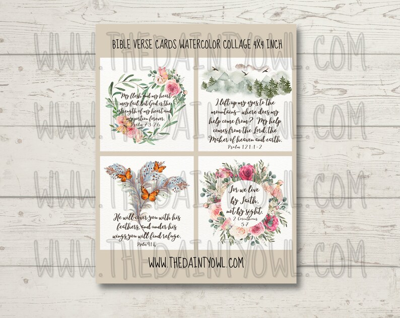 Bible Verse Scripture Card Printable Collage Sheet Watercolor - Etsy