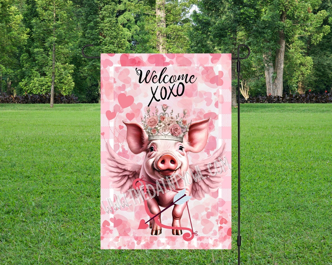 Cupid Welcome Digital Design Welcome XOXO Cute Pig With Wings 12x18 ...