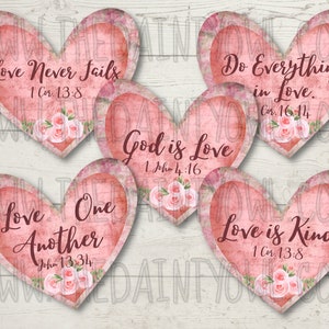 Heart Shaped Scripture Tags, Printable Pink Hearts, Shabby Chic ...