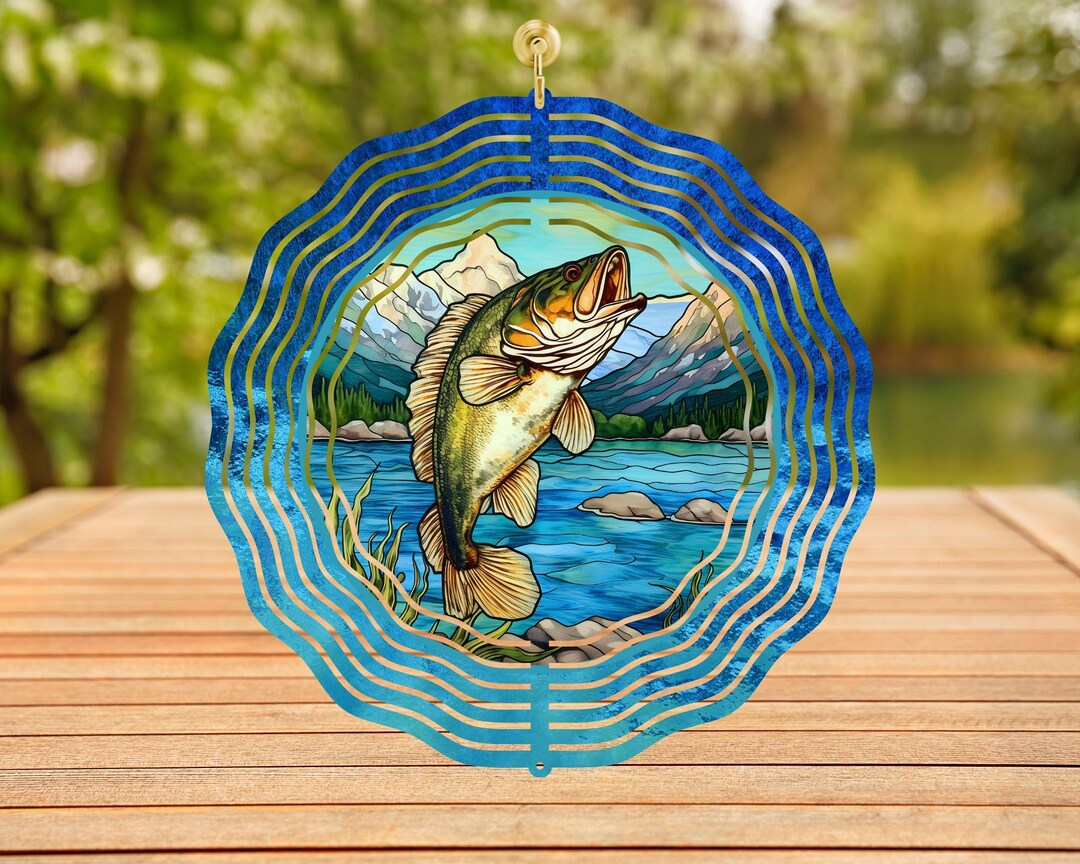 Bass Fish Wind Spinner Sublimation Design PNG Lake Life Wind Spinner ...