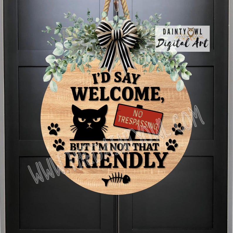 SVG/PNG Grumpy Cat Welcome Sign: Funny Door Hanger Art (digital File ...