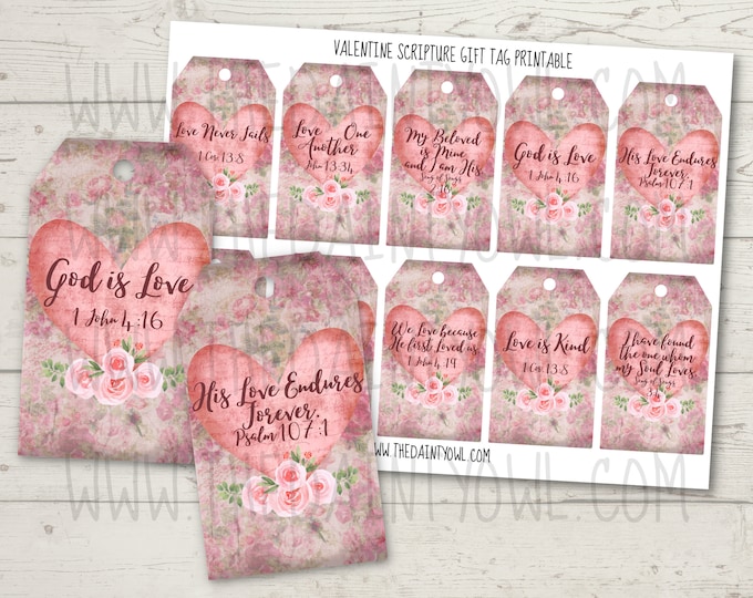 Valentine Scripture Printable Gift Tag Christian Valentine Collage ...