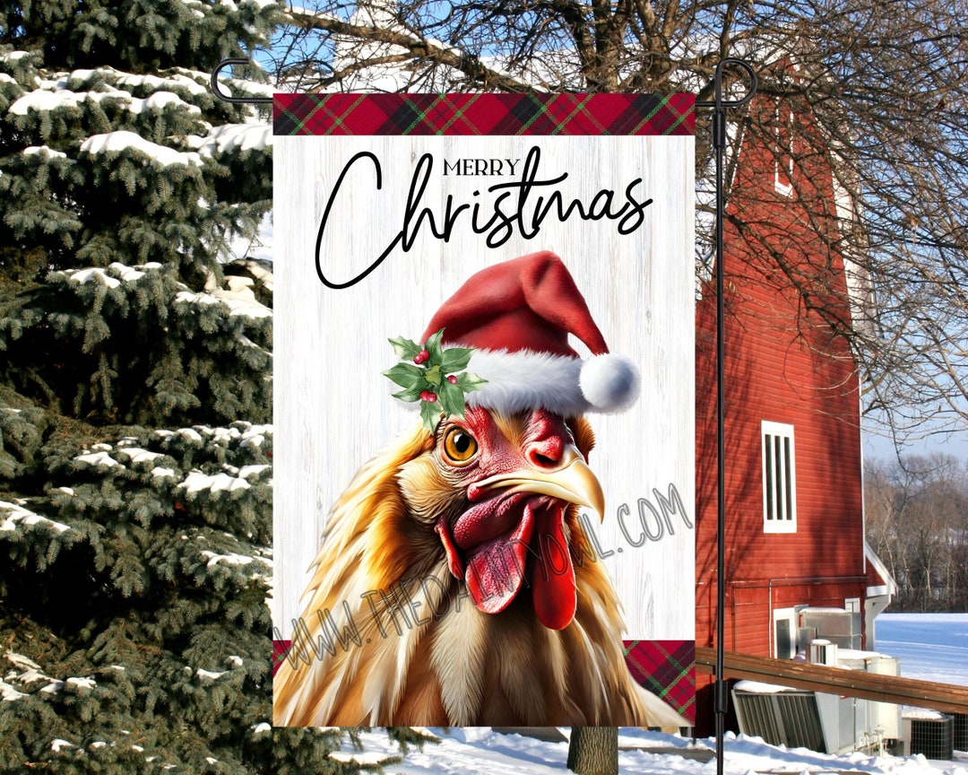 Christmas Chicken Digital Flag Graphic Design 12x18 Garden Flag ...