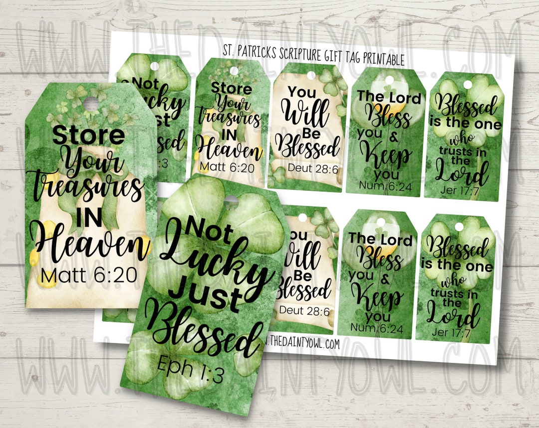 St Patrick Day Scripture Printable Gift Tag Christian St Paddy Collage ...