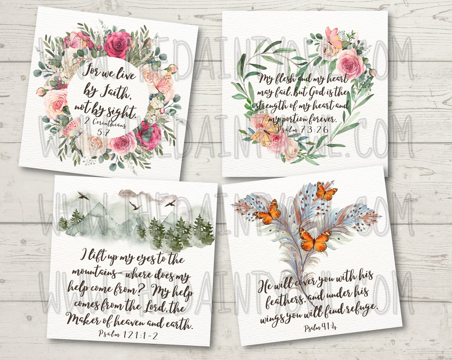 Bible Verse Scripture Card Printable Collage Sheet Watercolor - Etsy