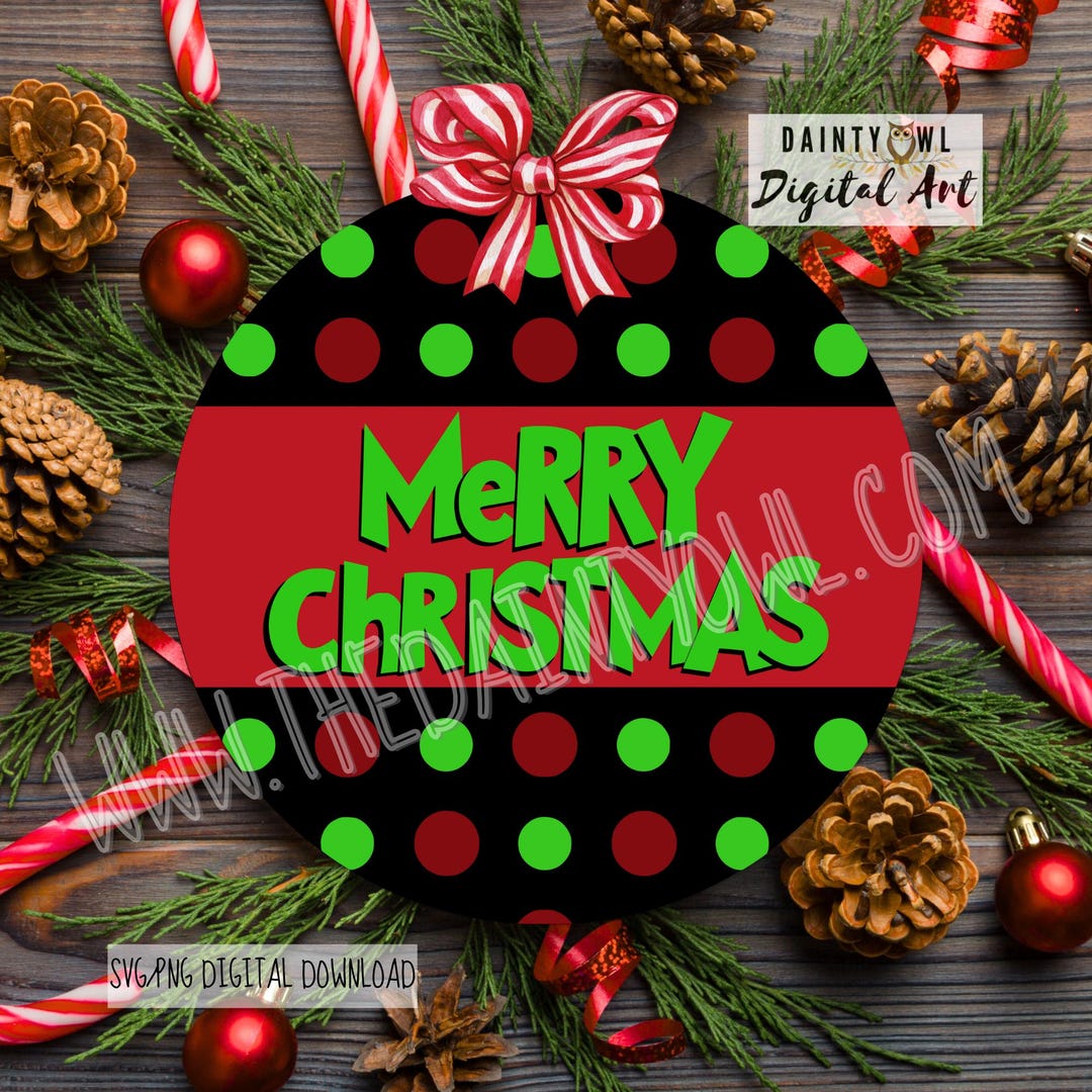 Merry Christmas Polka Dots Sign: Colorful Christmas SVG/PNG (digital ...