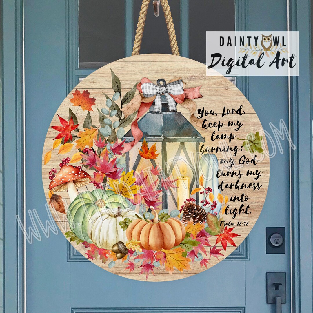 Fall Lantern Sign Sublimation PNG, Lantern Scripture, Christian Round ...