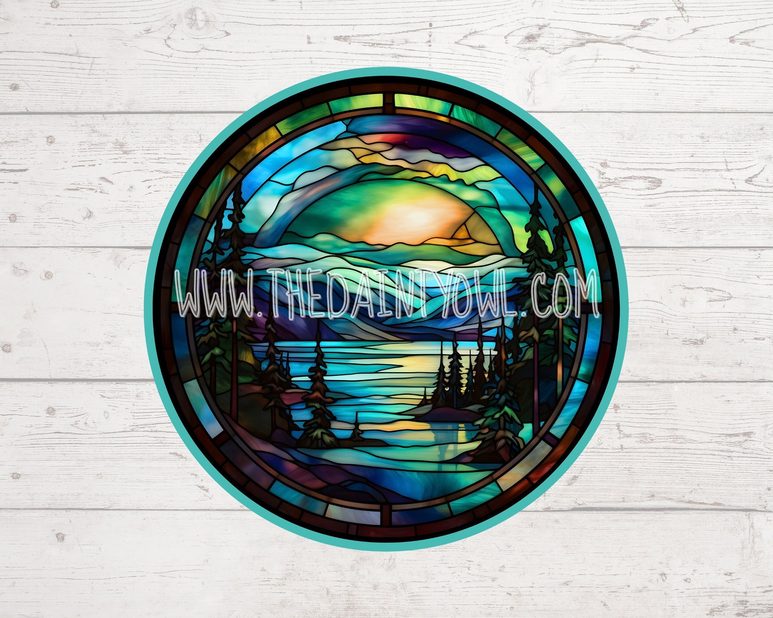 12x12 Faux Stained Glass Sublimation Design Northern Lights - Etsy