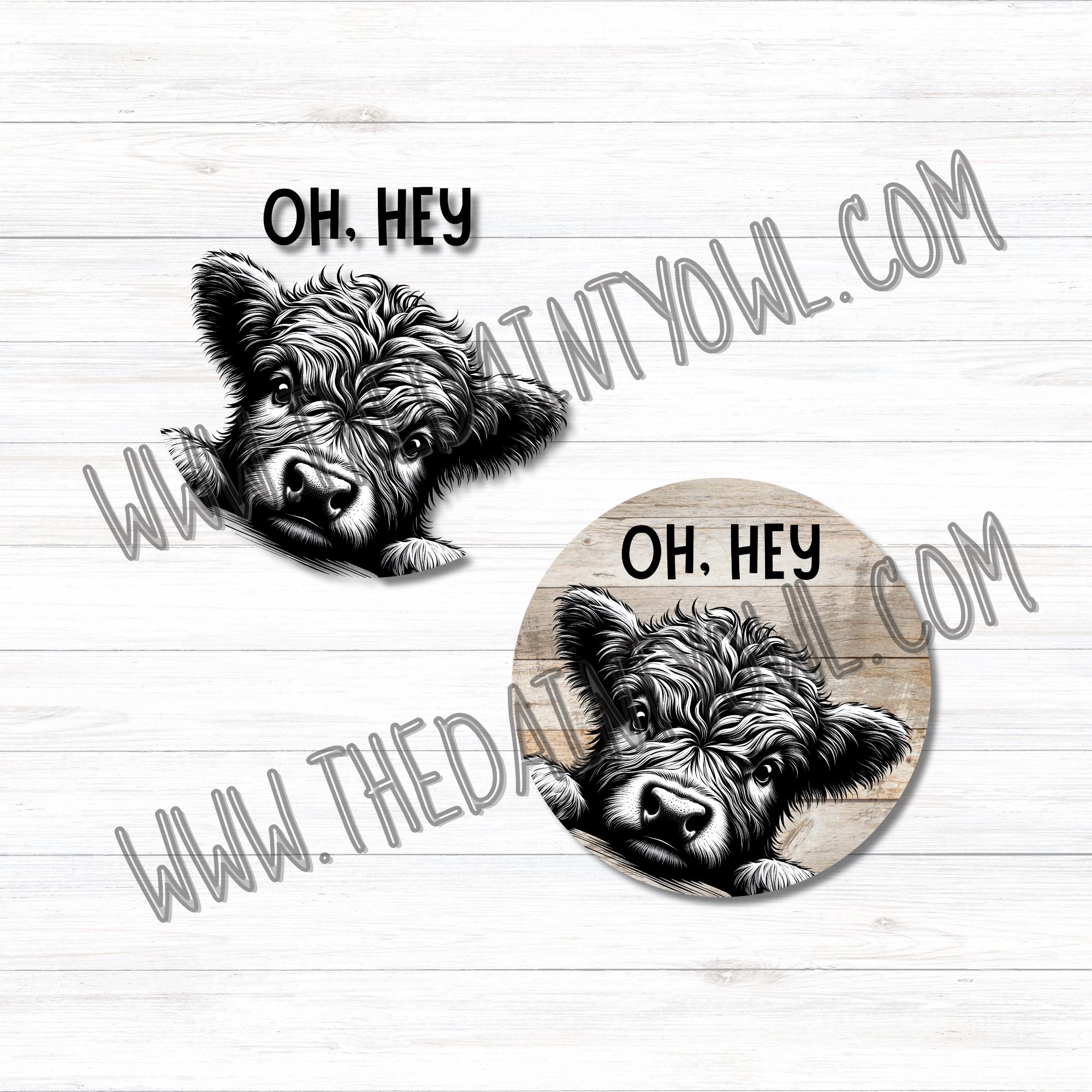 Highland Cow Round Sign PNG: Farmhouse Door Hanger Sublimation (digital ...
