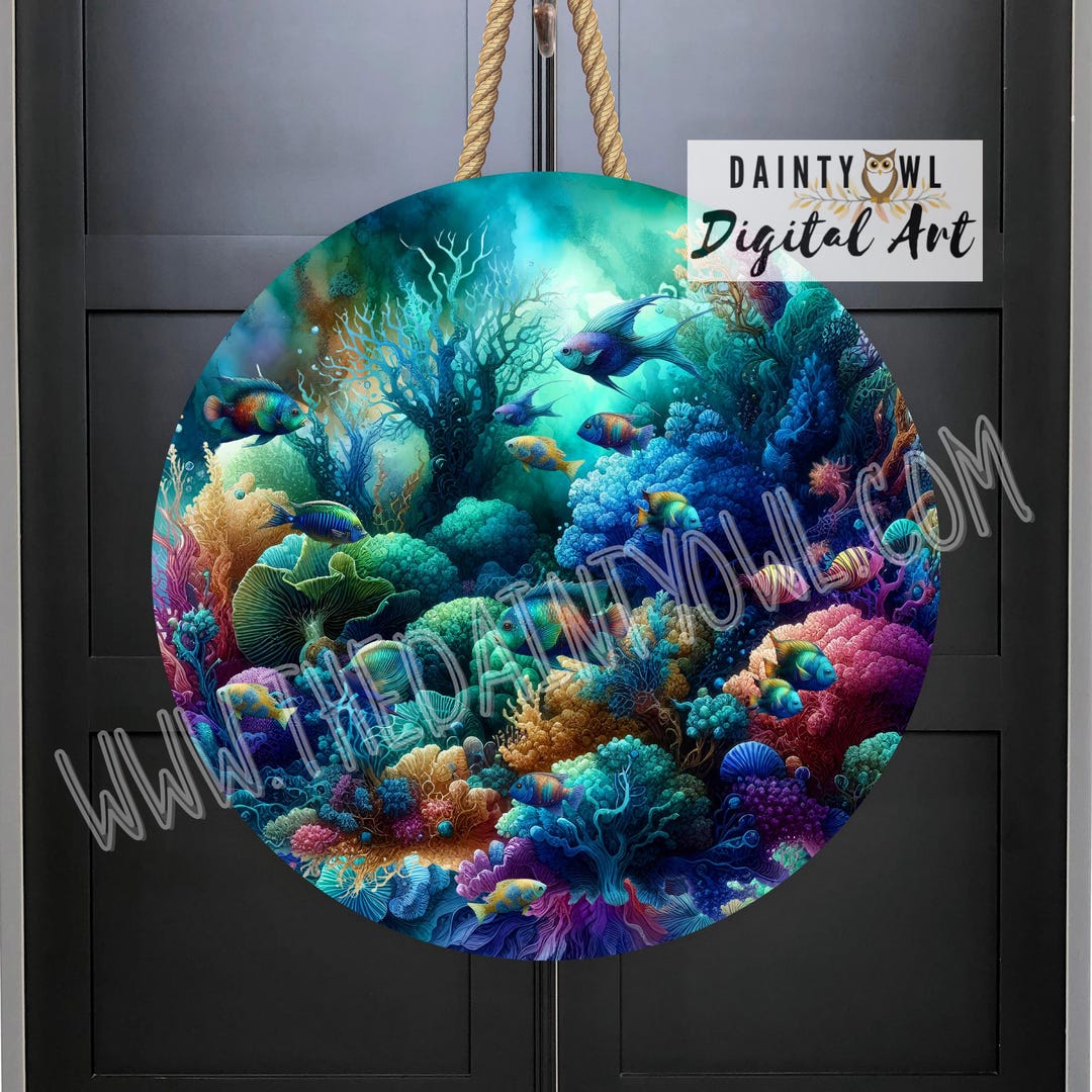 Coral Reef Door Sign PNG: Tropical Fish Art (digital Download) - Etsy