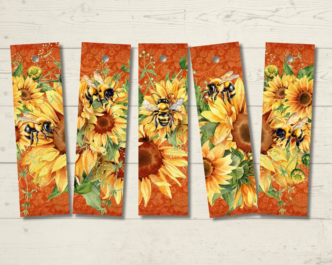 Honey Bee and Sunflowers Printable Bookmark JPG Honey Bee Bookmark ...
