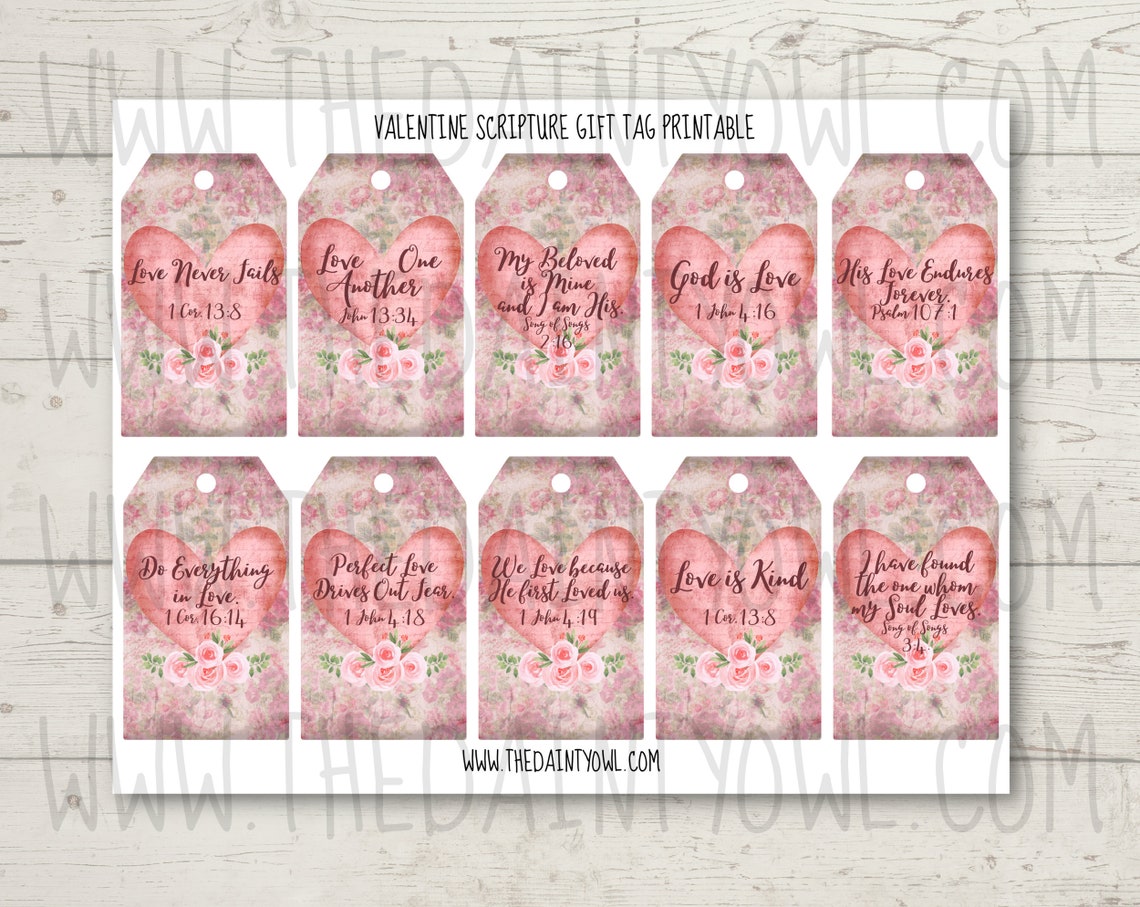Valentine Scripture Printable Gift Tag Christian Valentine - Etsy
