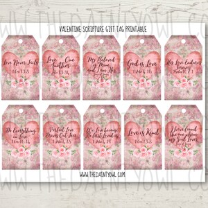 Valentine Scripture Gift Tags: Shabby Chic Pink Hearts (digital ...