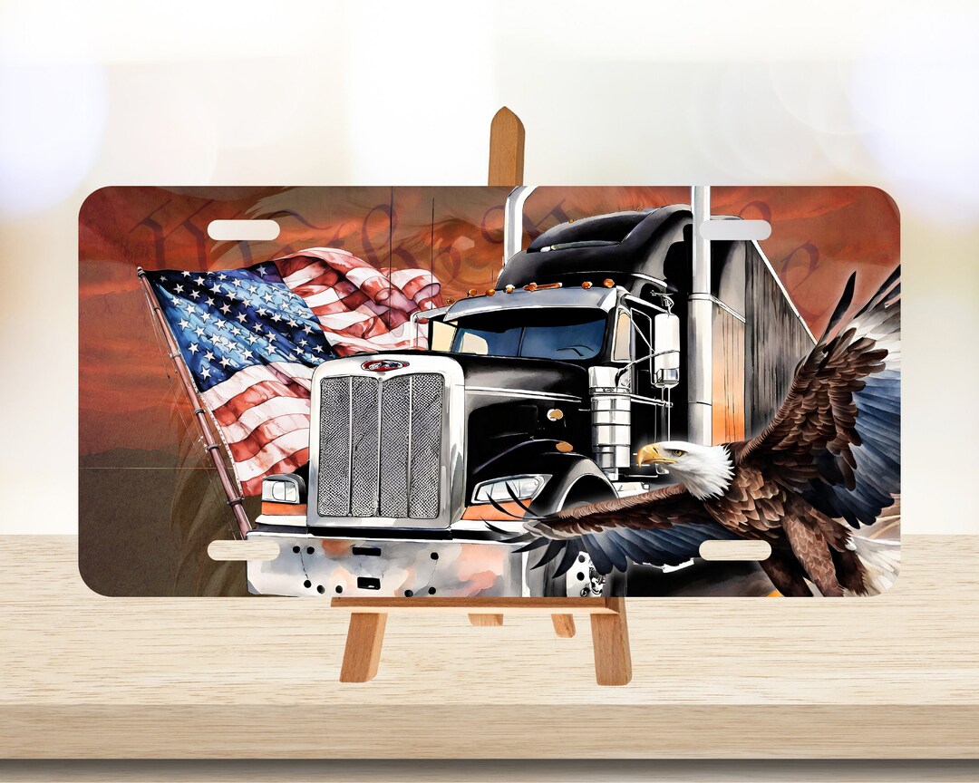 Patriotic Big Rig License Plate PNG: Truck Driver Eagle Accessory ...