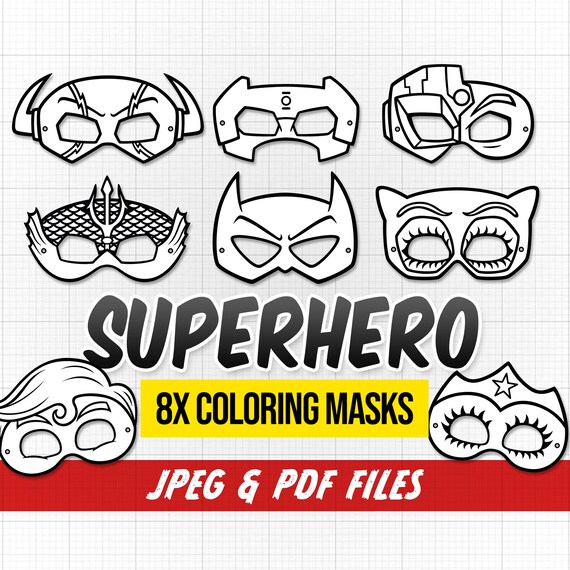 Superhero Masks Super Hero Coloring Masks Color Your Own - Etsy