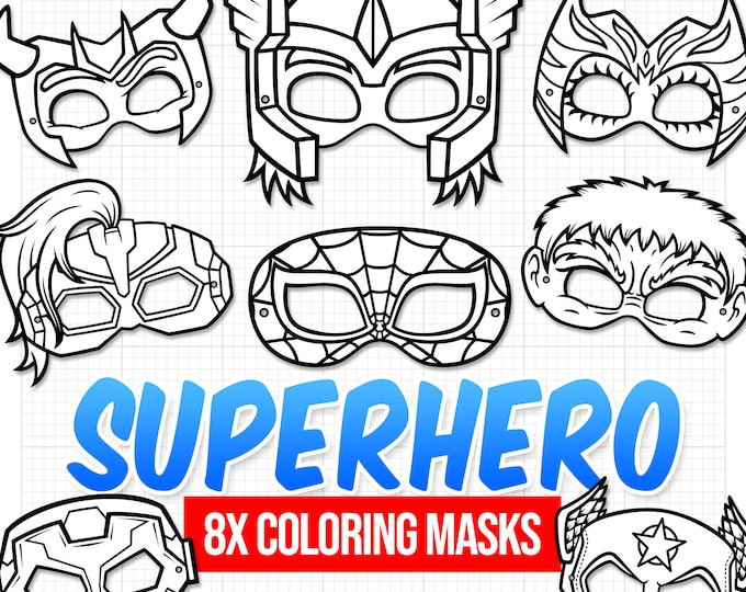 Superhero Printable Coloring Masks, Superhero Mask, Hero Mask, Villain ...
