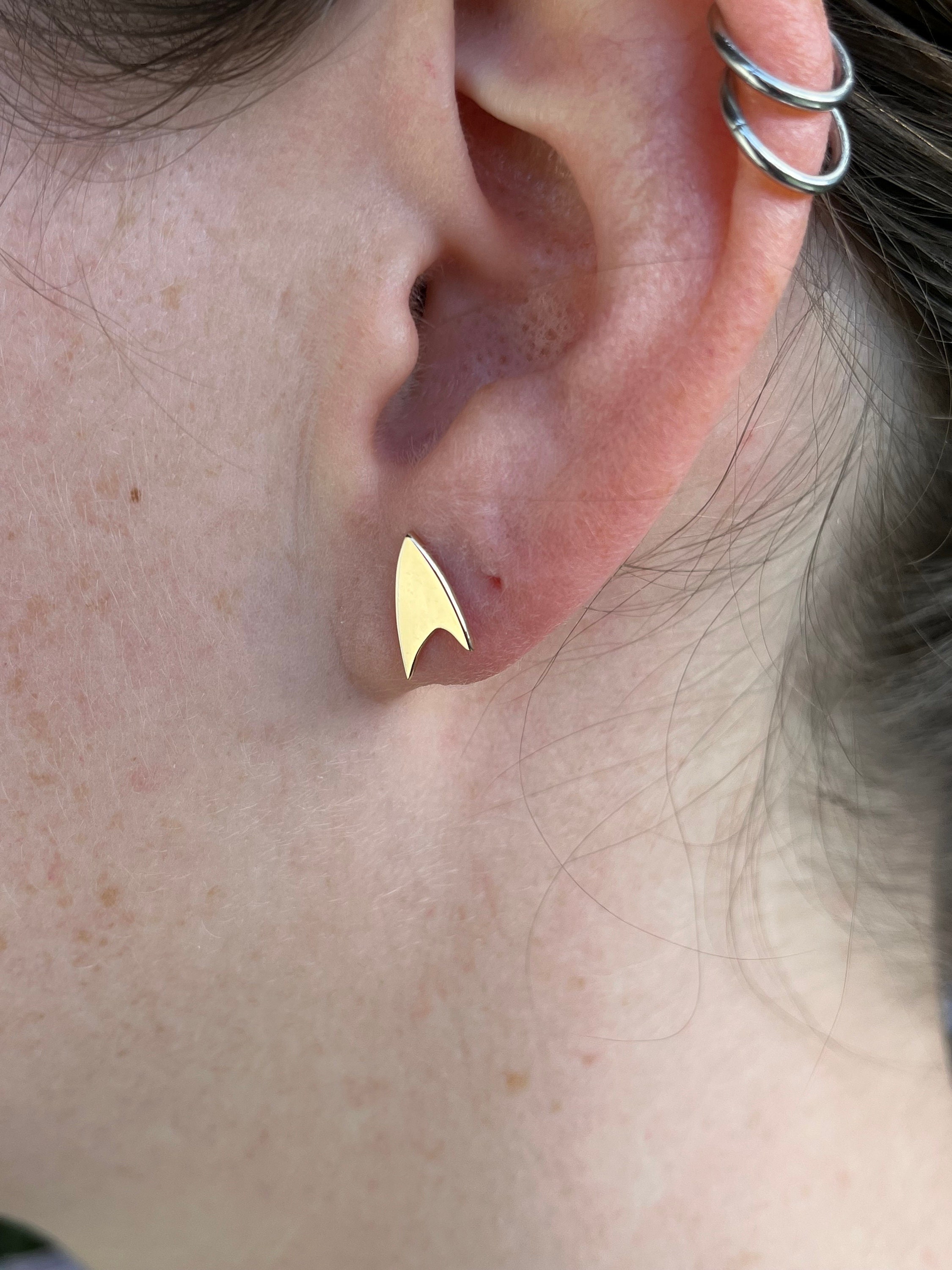 9ct Solid Gold Starfleet Delta Stud Earrings - Etsy