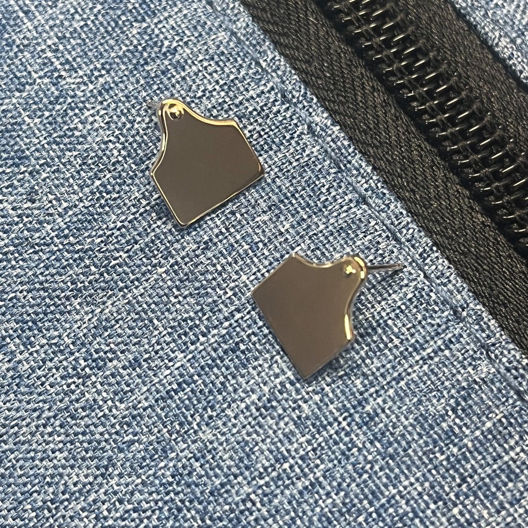 9ct Solid Gold Cattle Tag Stud Earrings - Etsy