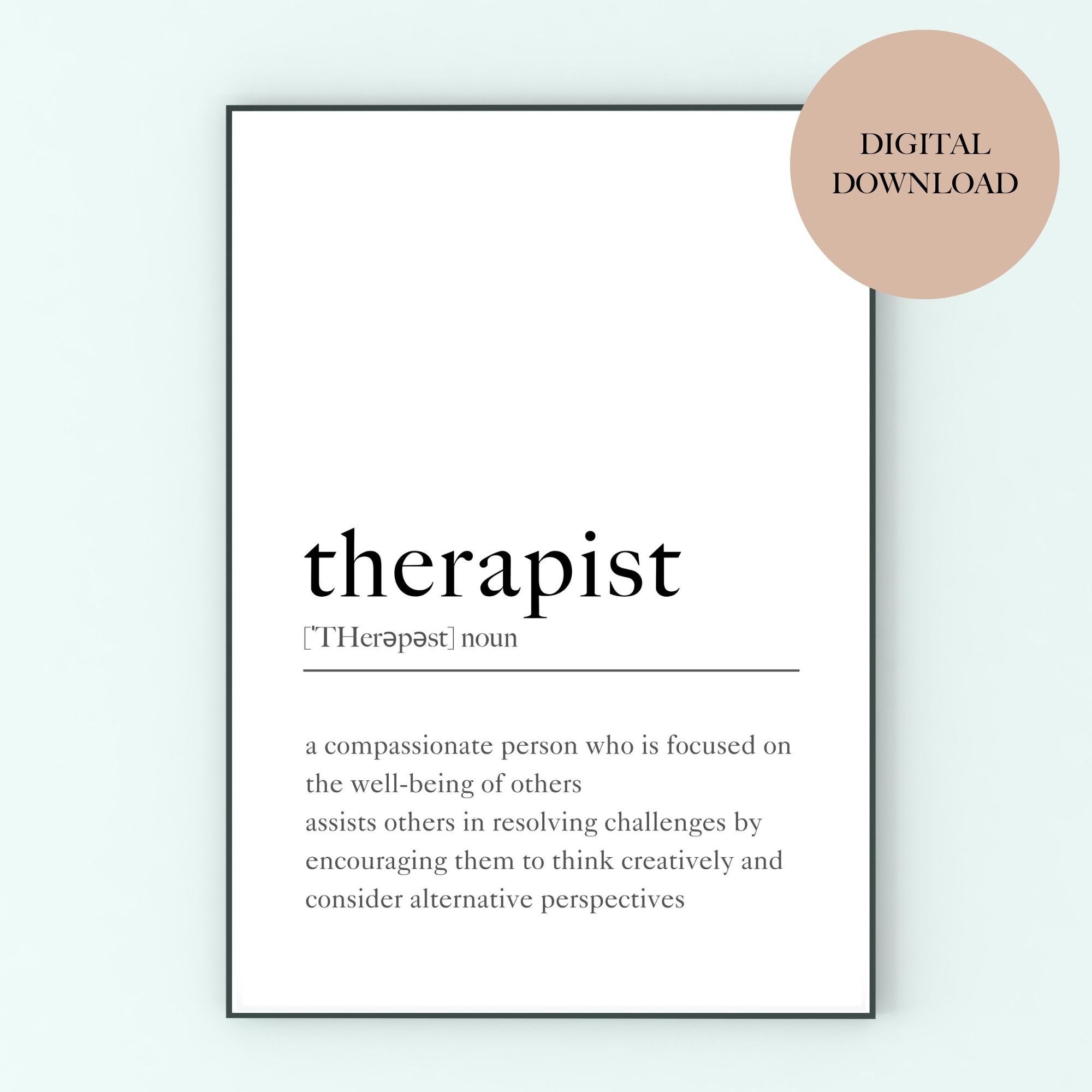 Therapist Definition Digital Download Therapist Print Therapist Poster ...